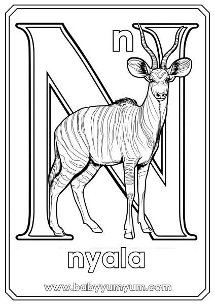 Download Free Alphabet South African Animals Colouring Pages - BabyYumYum